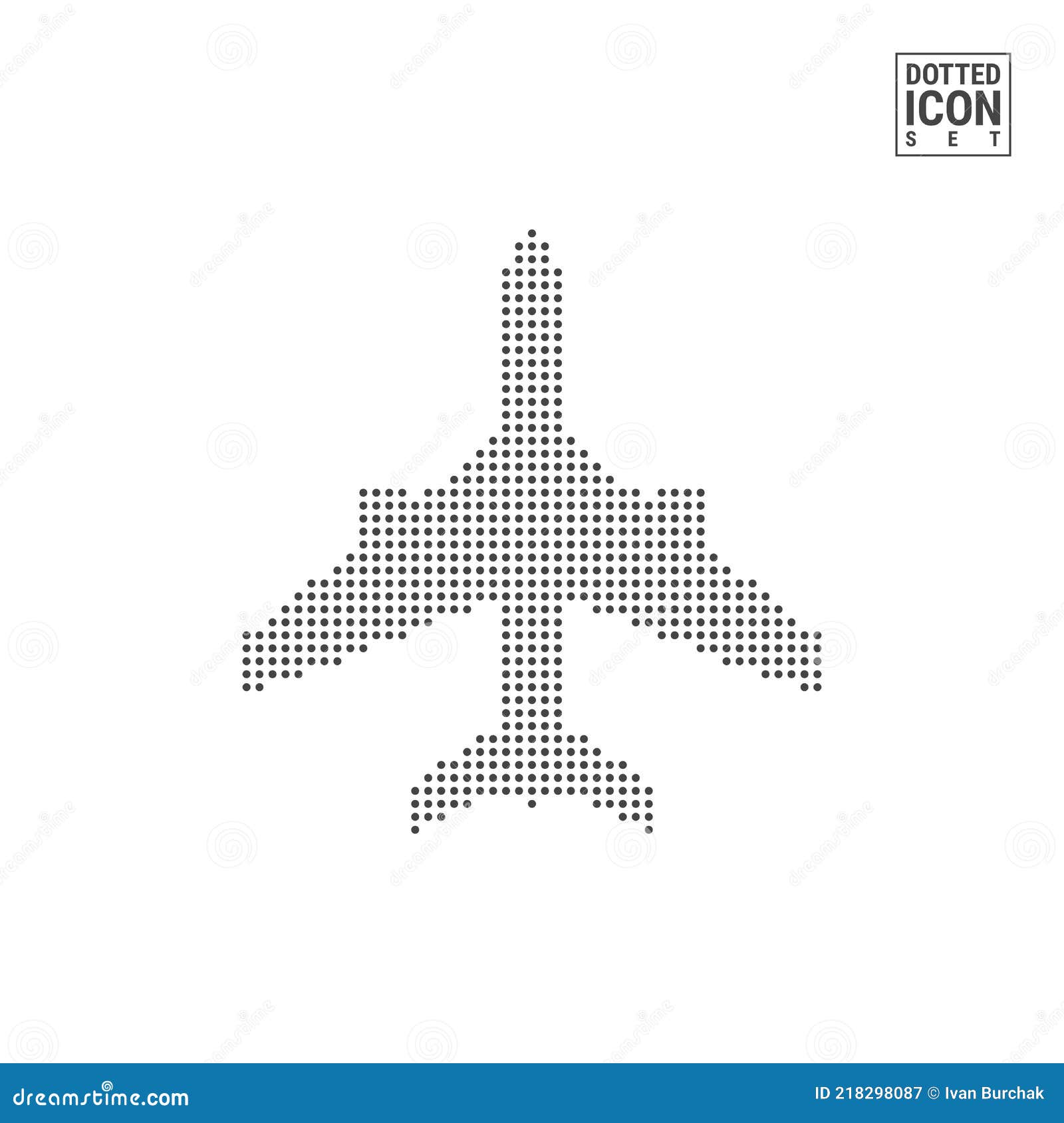 Airplane Dot Pattern Icon. Airplane Dotted Icon Isolated on White ...