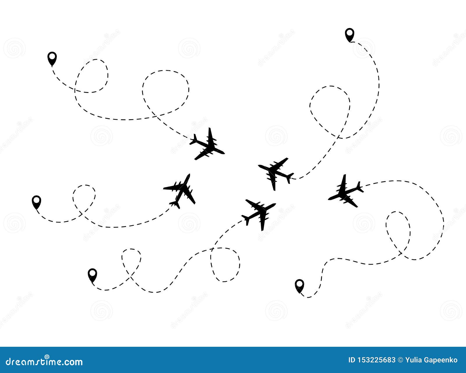 Airplane Dotted Flight Background. Vector Illustration Stock Vector ...