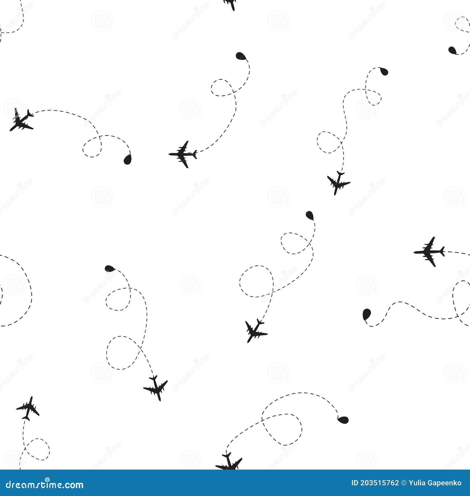 Airplane Dotted Flight Seamless Pattern Background. Vector Illustration ...