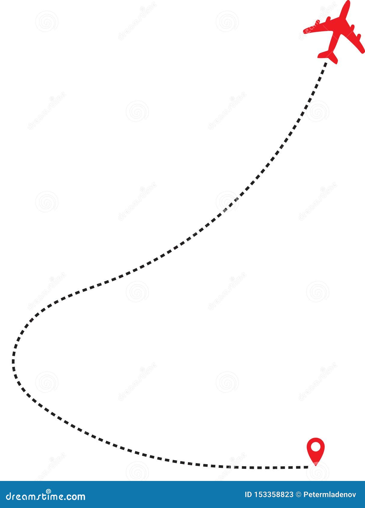 Airplane Dotted Line Path of Air Plane Flight Route with Start Point ...