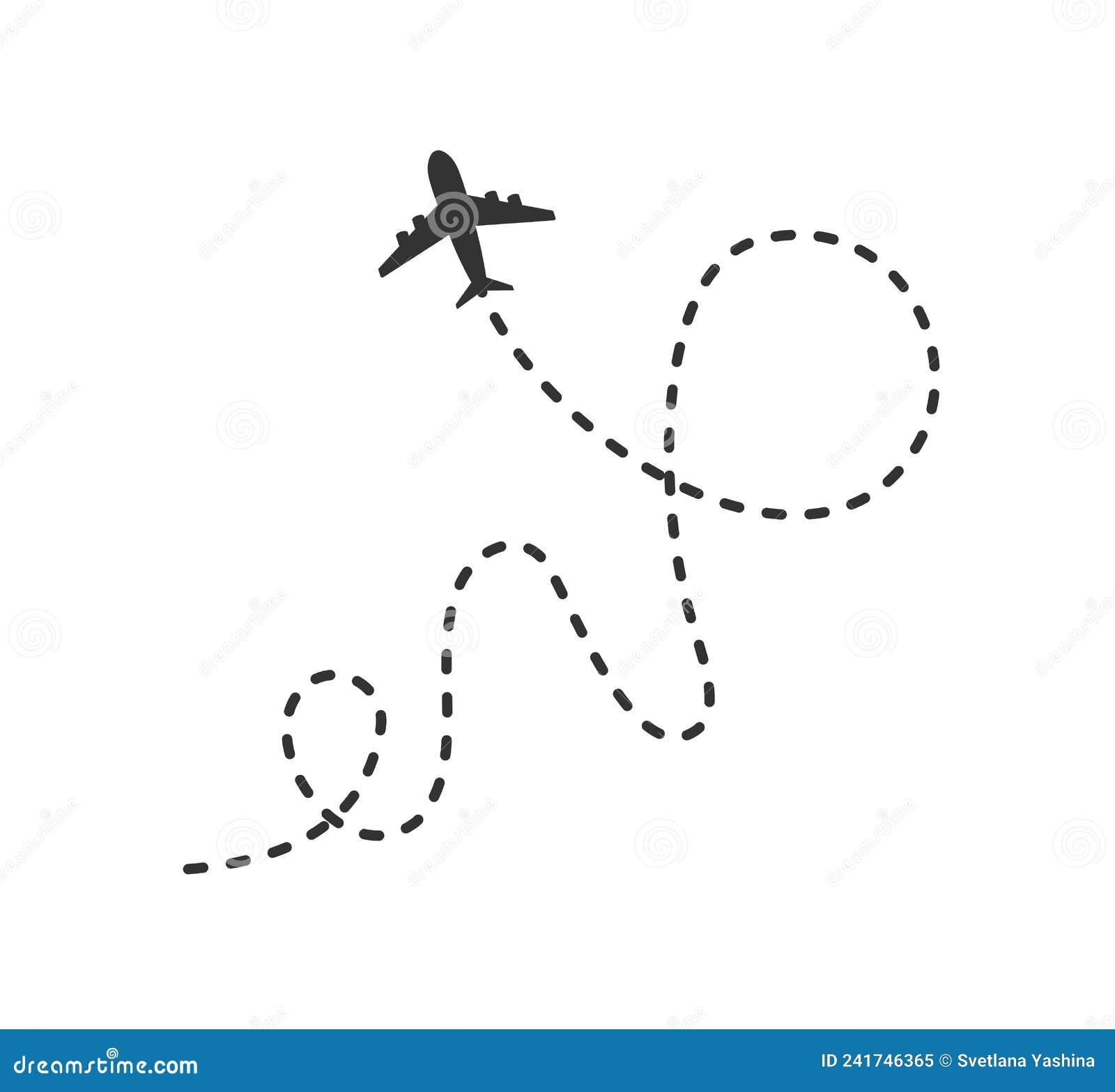 Airplane Dotted Path Tracking Vector Illustration Isolated on White ...