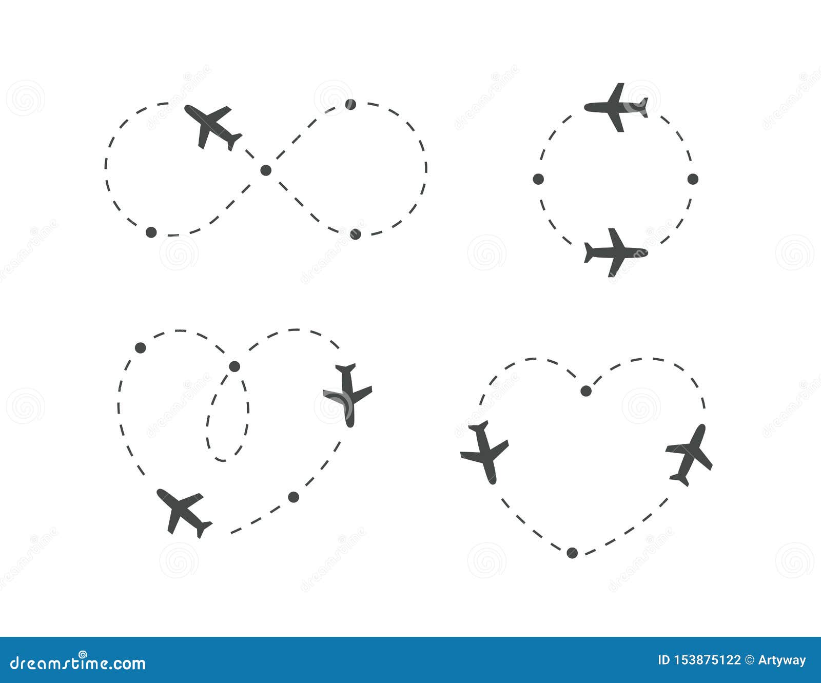 Airplane Dotted Route Line. Flight Tourism Route Path, Plane Flights ...