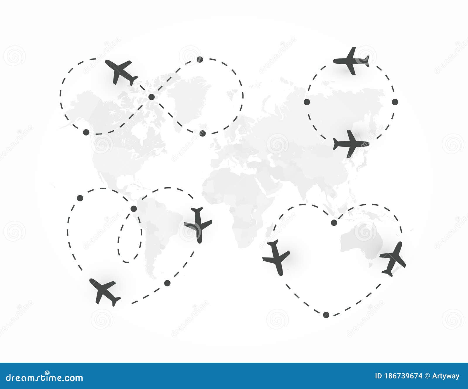 Plane Loop And Arc Track Isolated On Transparent Background. Cartoon ...