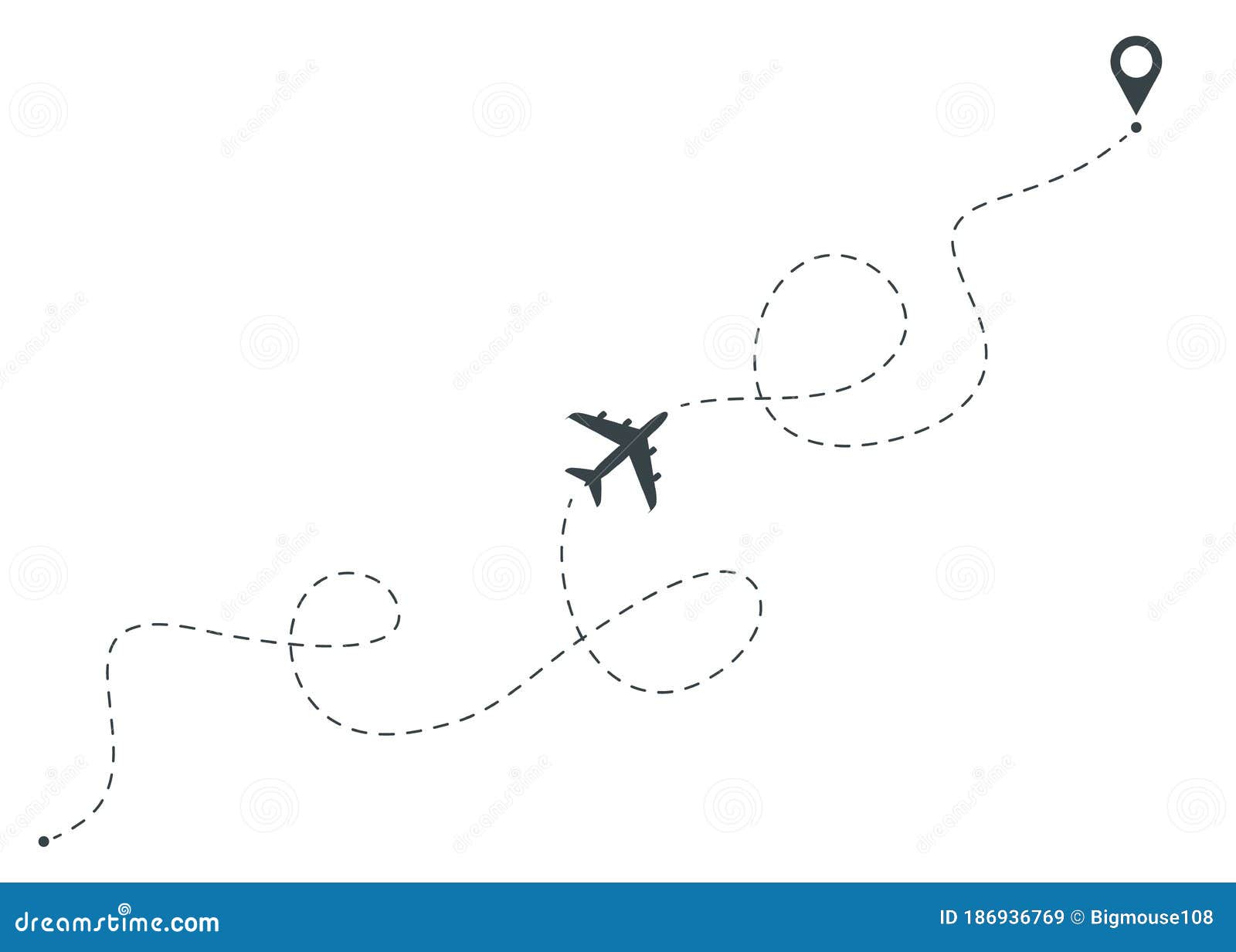 Airplane Dotted Route Line Concept Contour Linear Style. Vector Stock ...