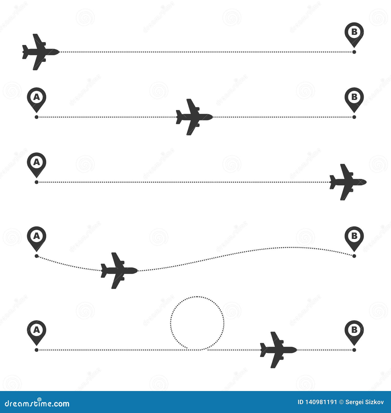 Airplane Dotted Route Line. Flight Tourism Route Path, Plane Flights ...