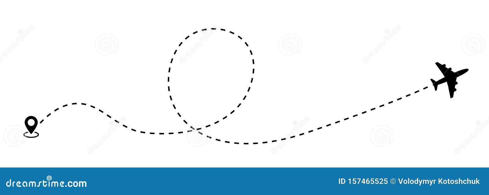 Airplane Dotted Route Line the Way Airplane. Flying with a Dashed Line ...