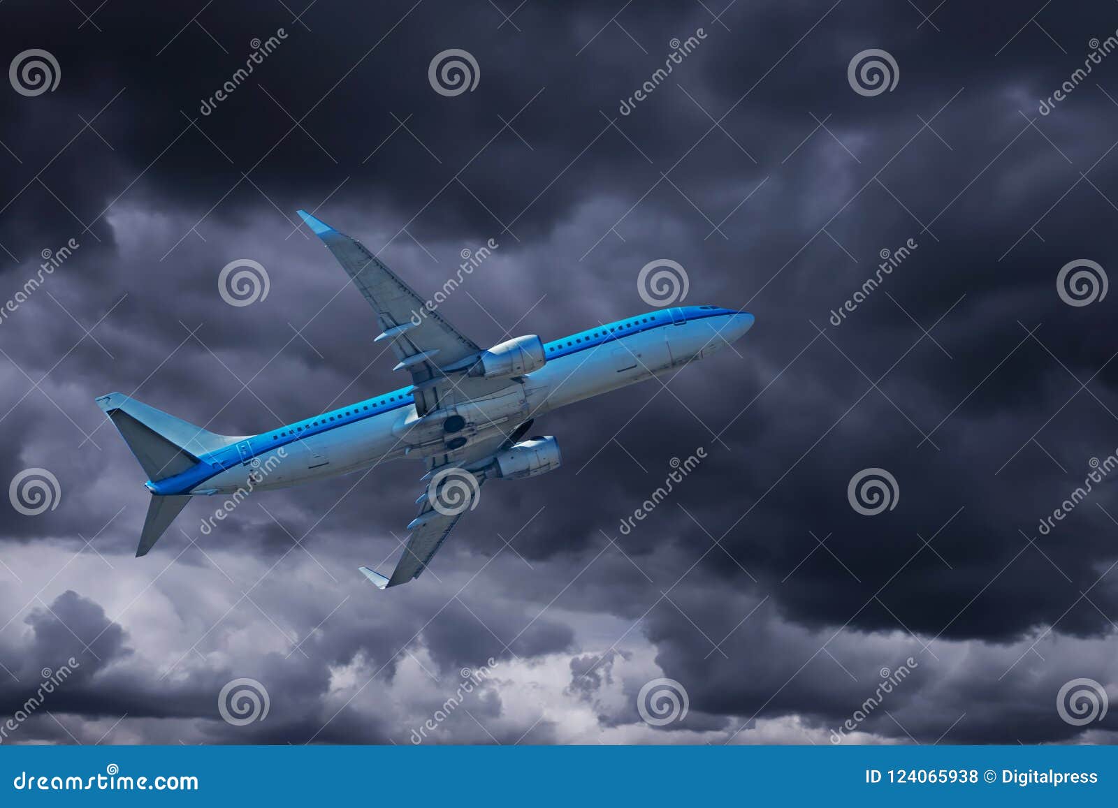 Airplane with dramatic sky stock photo. Image of transportation - 124065938