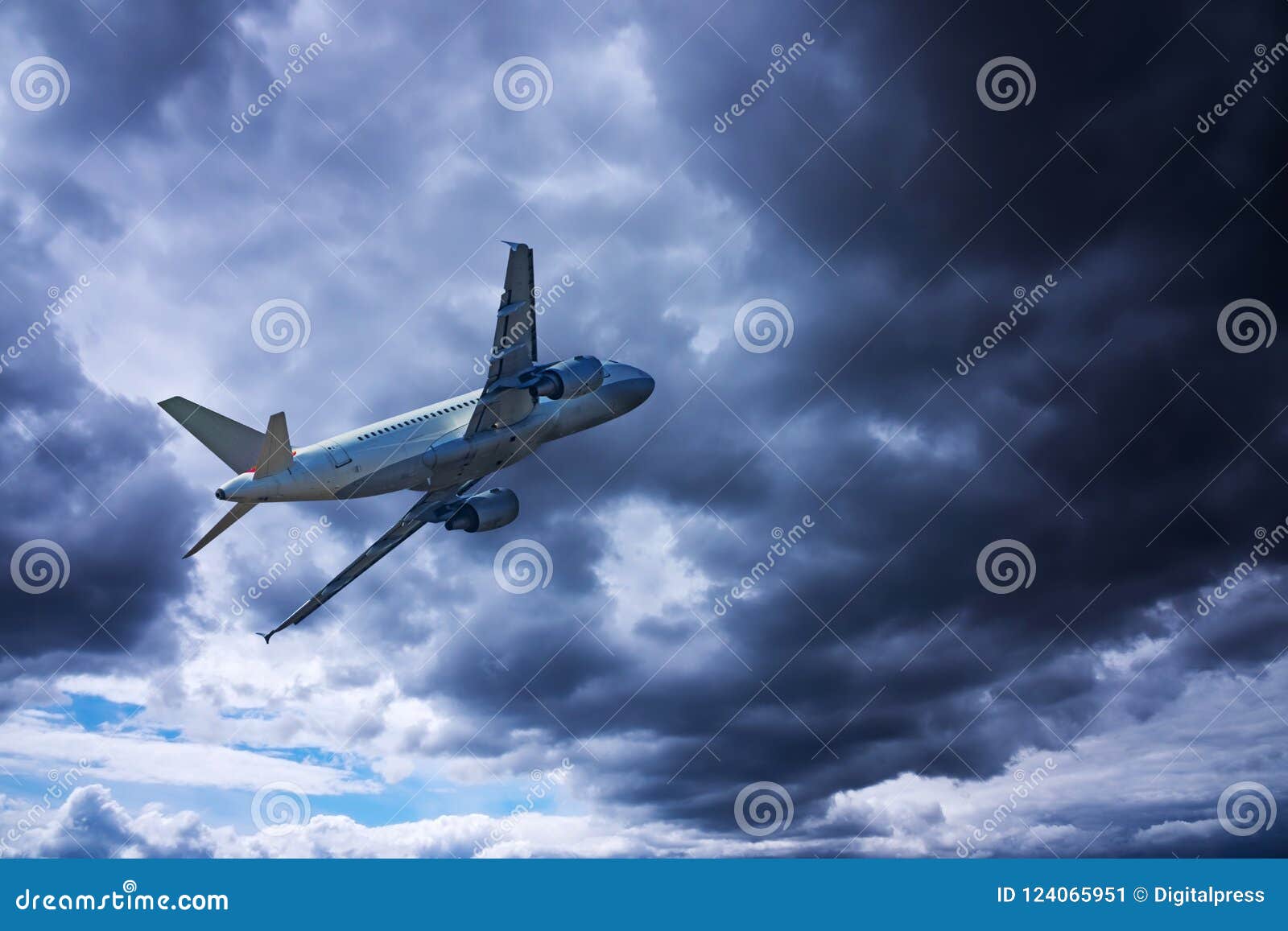 Airplane with dramatic sky stock image. Image of high - 124065951