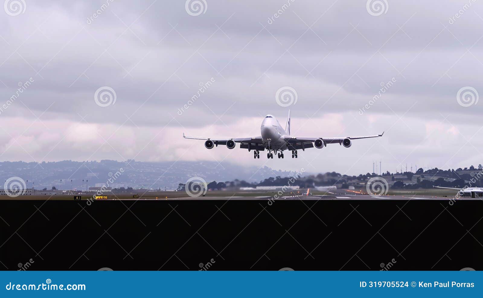 Airplane landing off stock photo. Image of dynamic, airport - 319705524