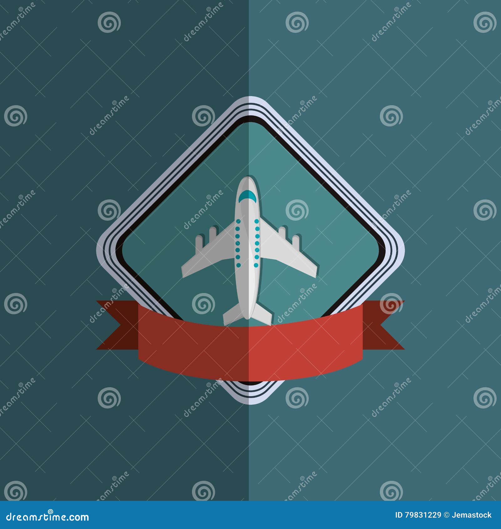 Airplane Emblem with Banner Image Stock Illustration - Illustration of ...