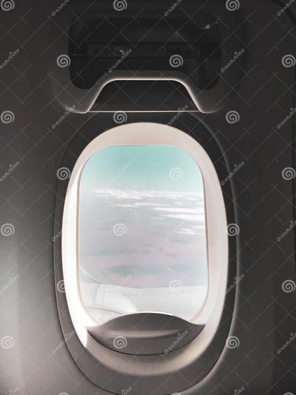 Airplane Emergency Exit Door and Airplane Window Stock Photo - Image of ...