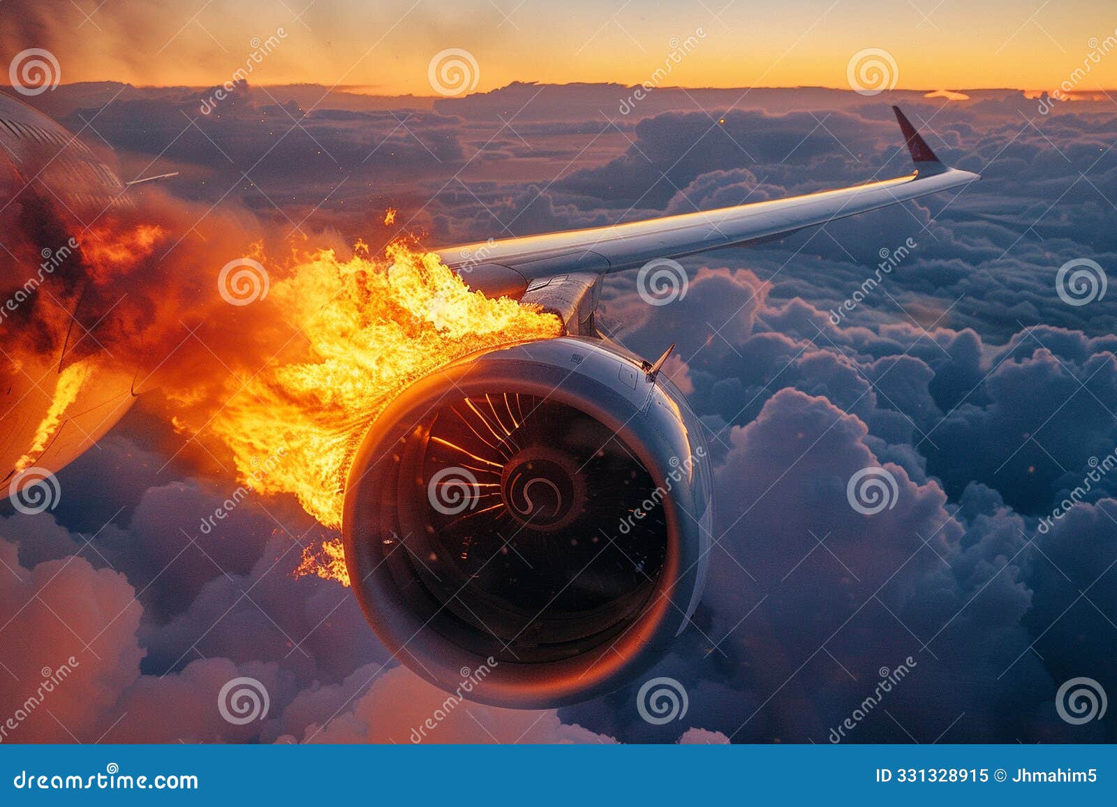 Airplane Engine Fire stock illustration. Illustration of rescue - 331328915