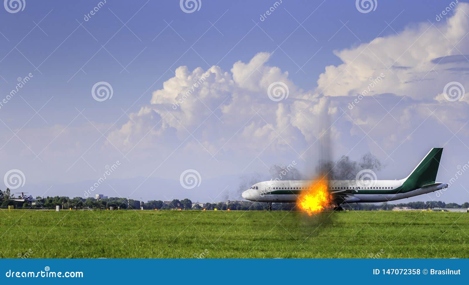 Airplane Engine on Fire at Taxiway - Digital Manipulation Disaster ...