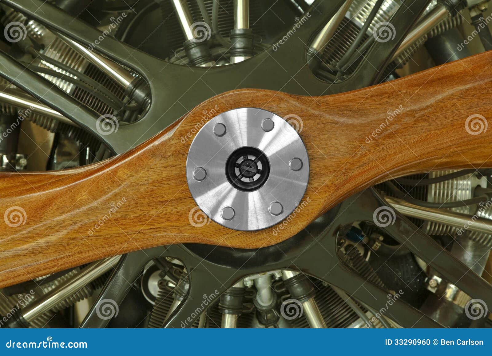 Airplane Engine Wood Propeller Stock Photo - Image of cylinder ...