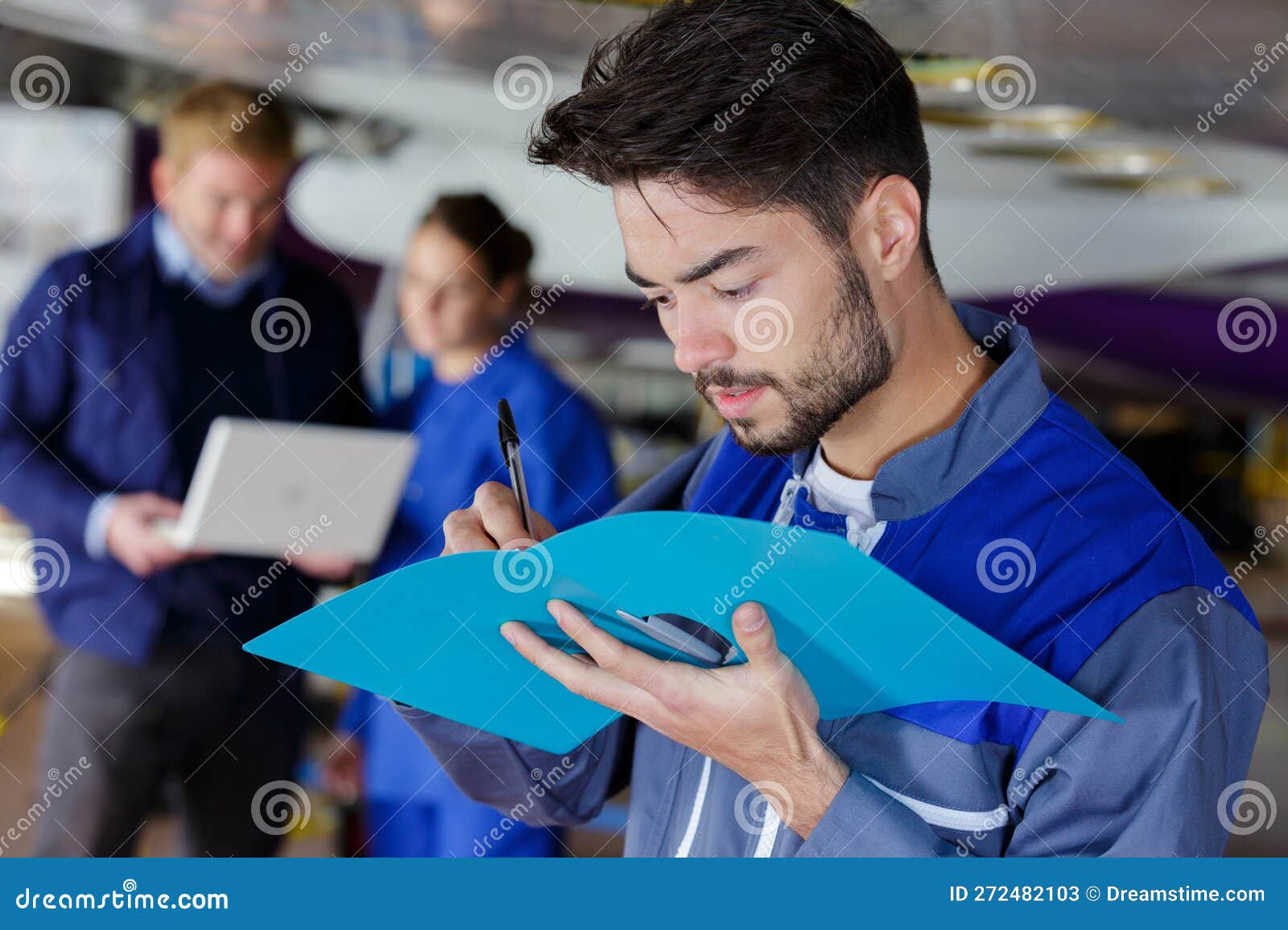 Airplane Engineer Taking Notes on Notepad Stock Image - Image of ...