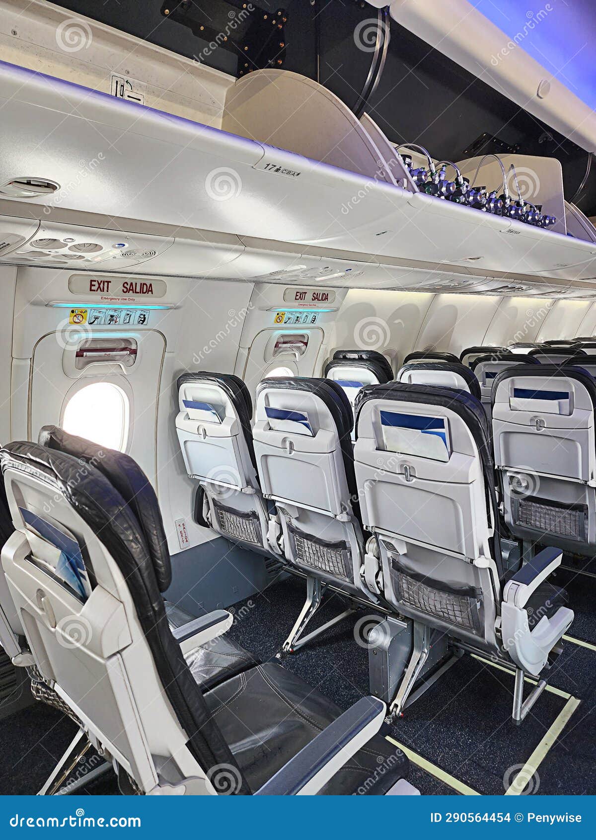Airplane Exit Row Leg Space Stock Photo - Image of transport, airplane ...