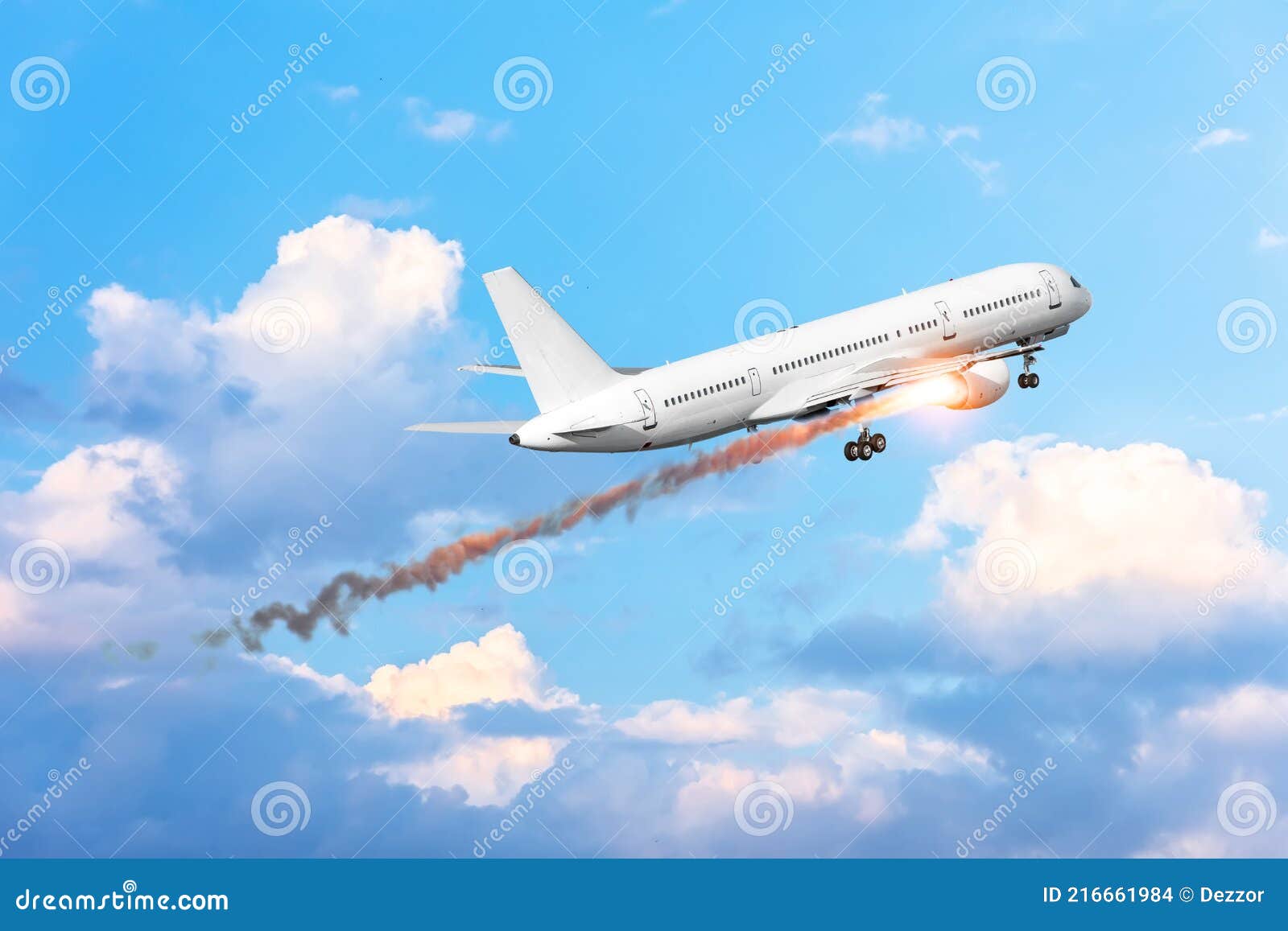 Airplane Explosion with Engine on Fire during Take Off Stock Photo ...