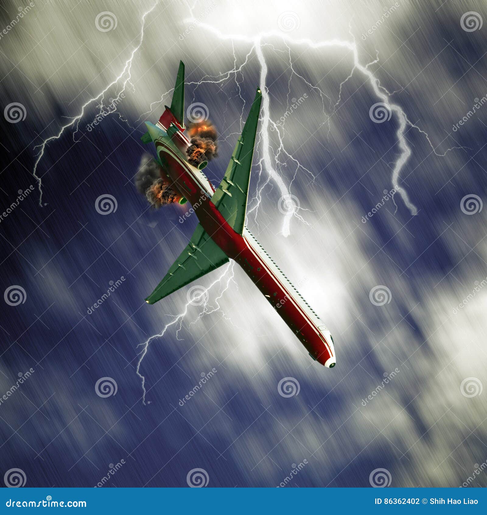 Airplane falling from sky stock illustration. Illustration of crash ...