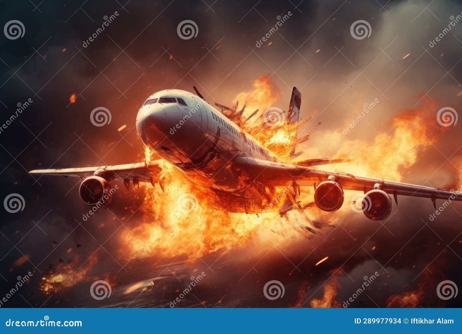 Airplane in the Fire. 3d Illustration Stock Illustration - Illustration ...