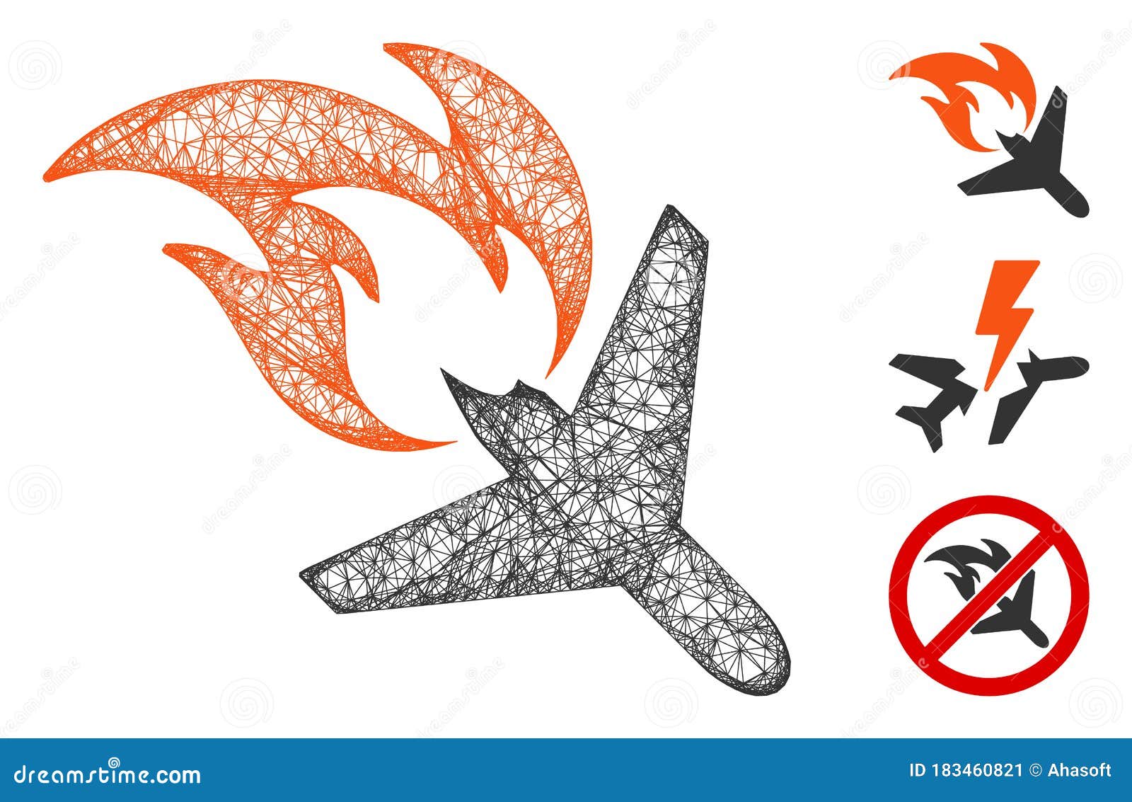 Airplane Fire Disaster Web Vector Mesh Illustration Stock Illustration ...