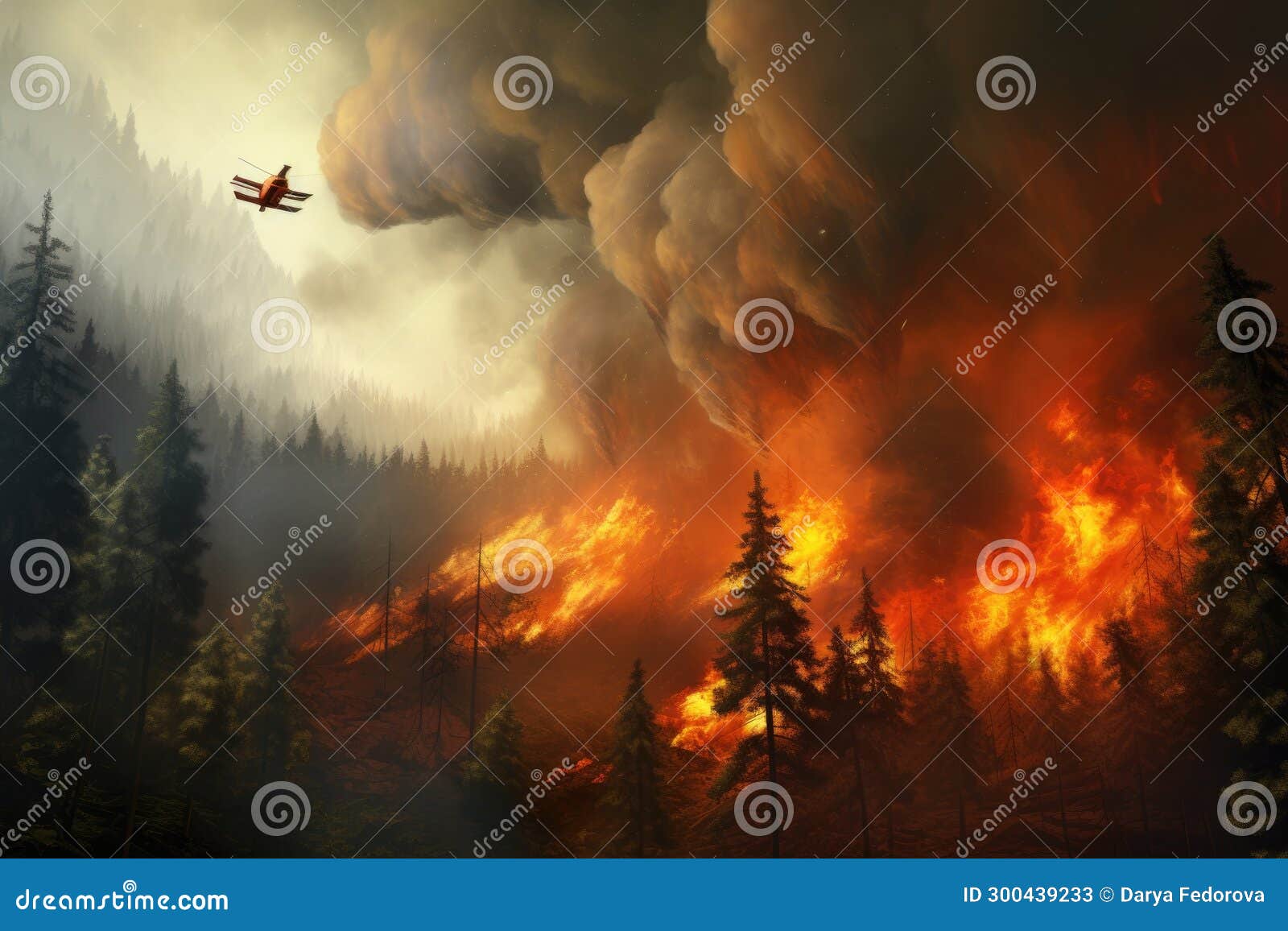 Airplane Firefighting of Forest Wildfire. Dangerous Ecological ...