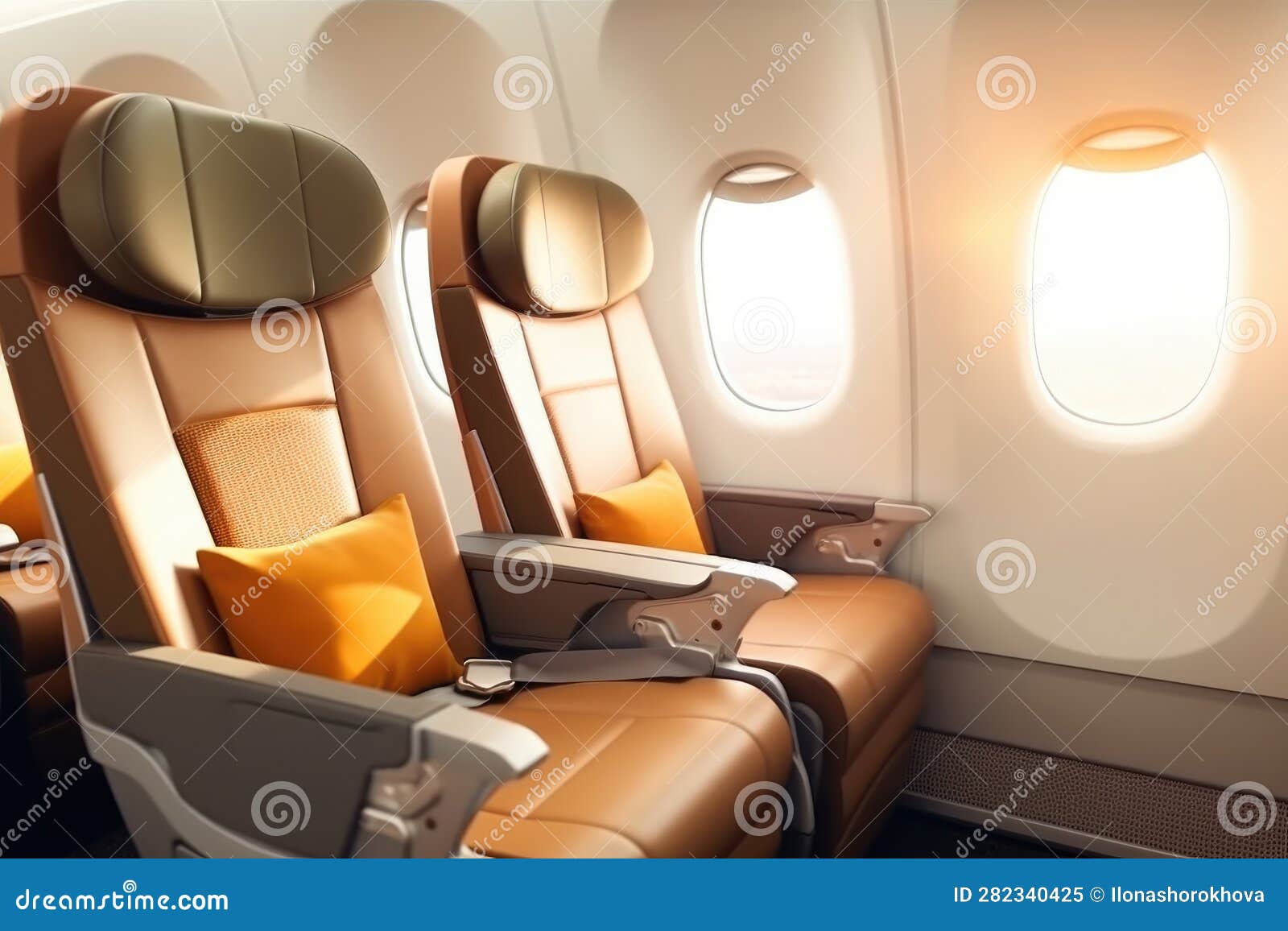 Airplane First Class Interior View, AI Generated Stock Illustration ...