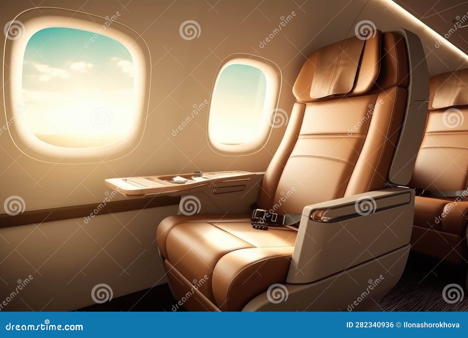 Airplane First Class Seating. AI Royalty-Free Stock Photo ...