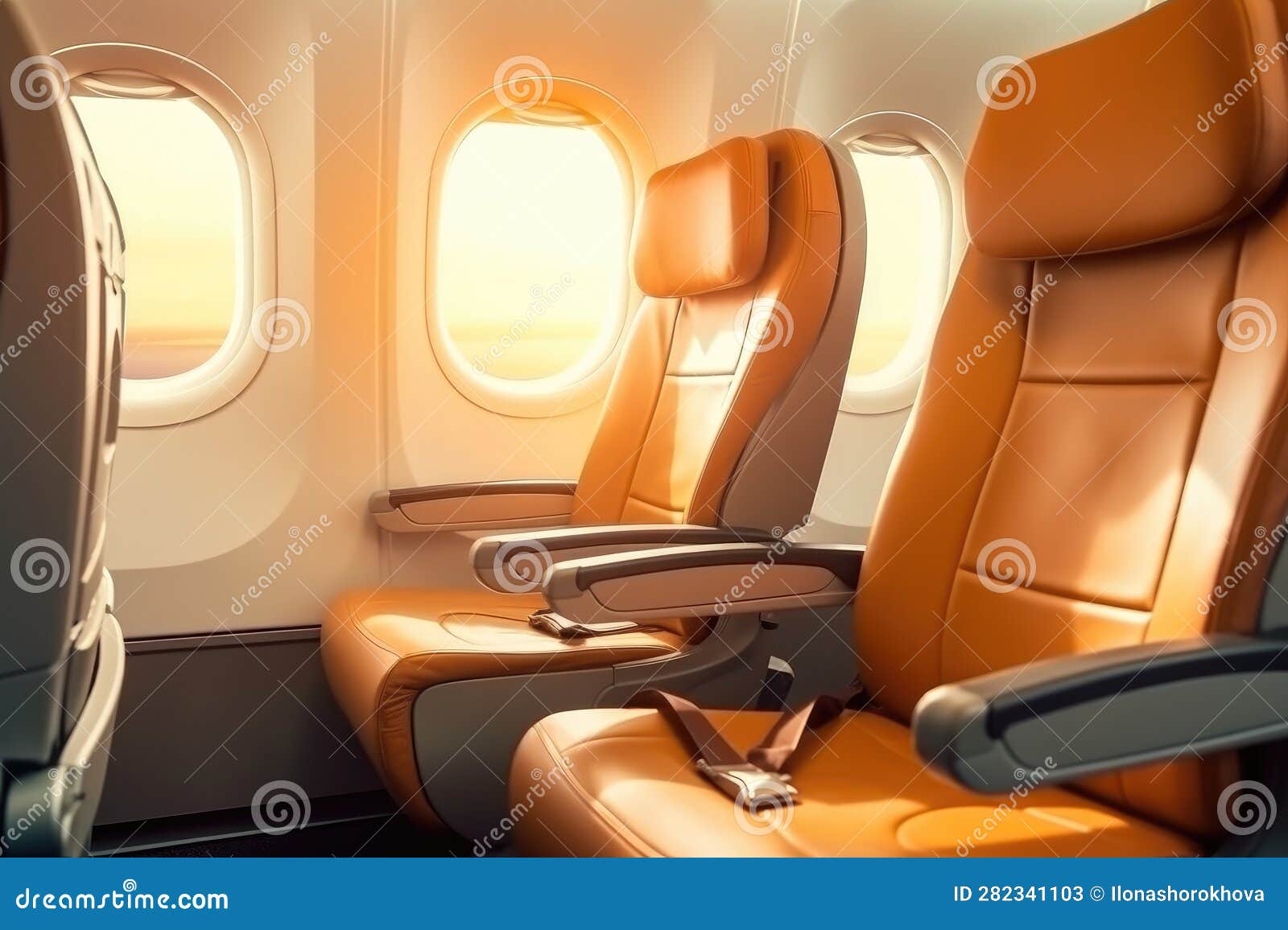 Airplane First Class Interior View, AI Generated Stock Illustration ...