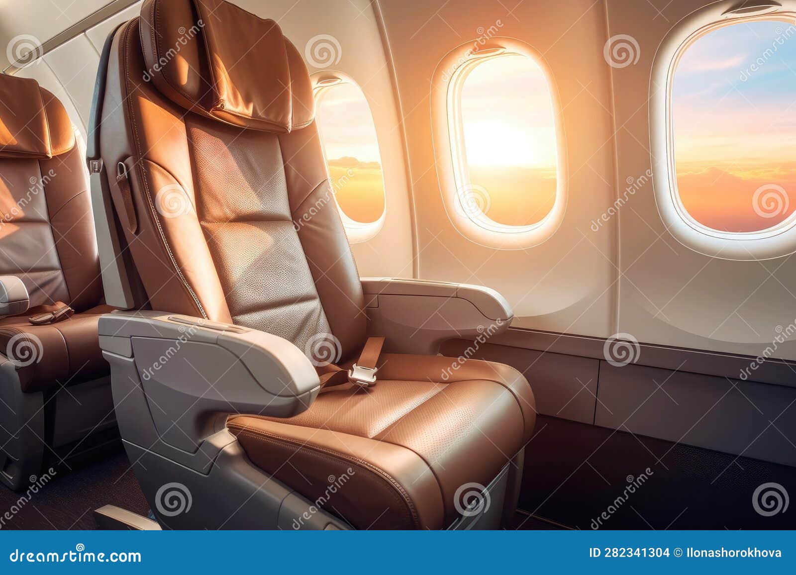 Airplane First Class Interior View, AI Generated Stock Photo - Image of ...