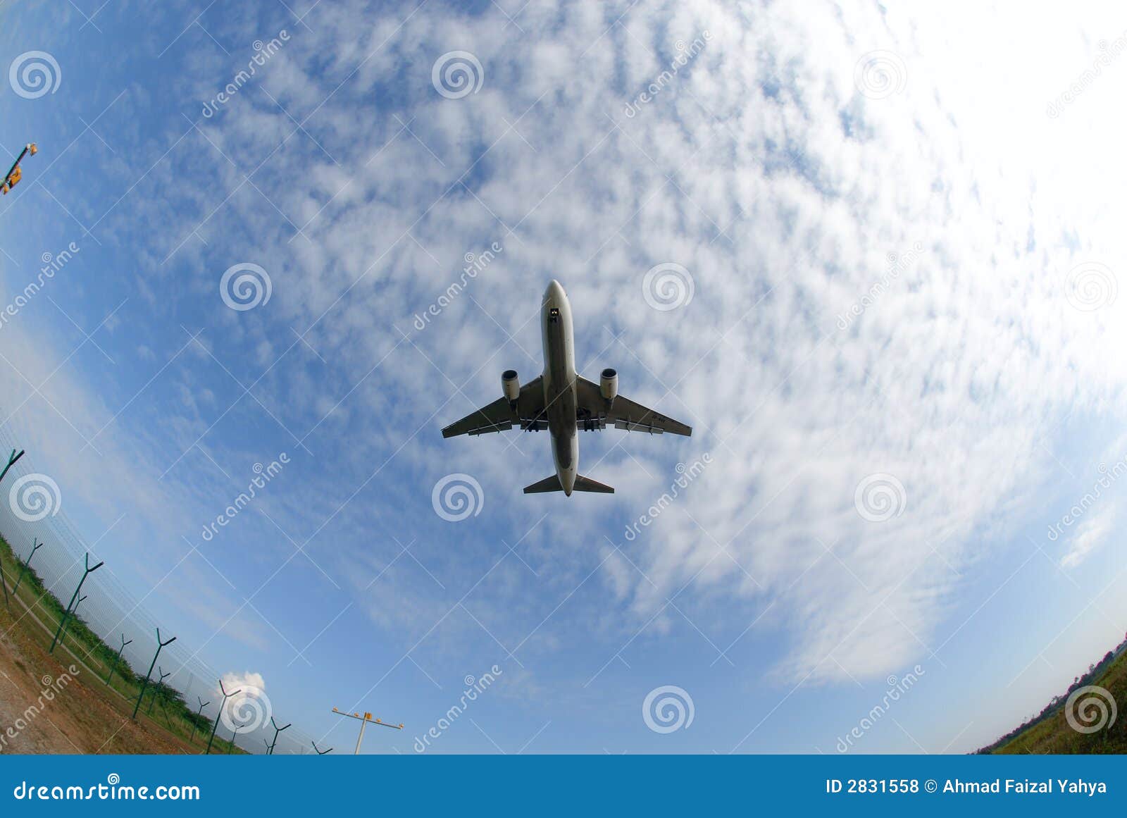 Airplane in fisheye stock photo. Image of landscape, atmosphere - 2831558