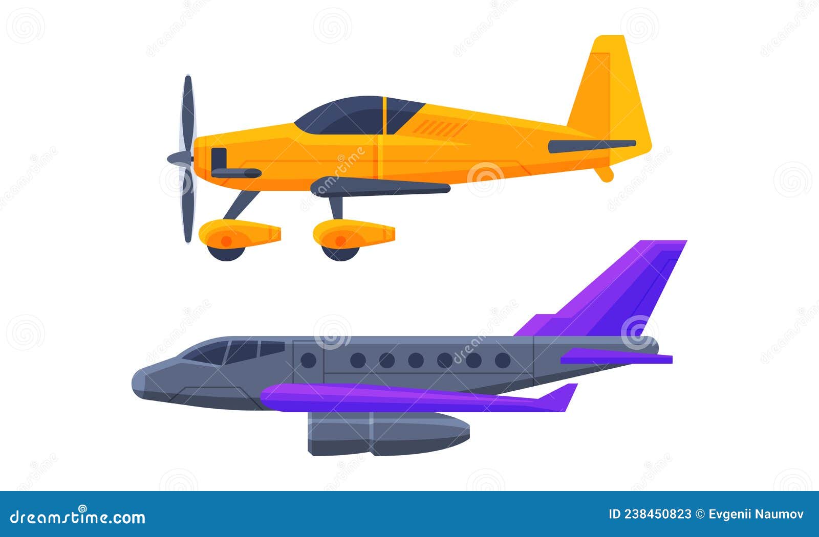 Airplane As Fixed-wing Aircraft With Jet Engine Vector Set Stock Image ...