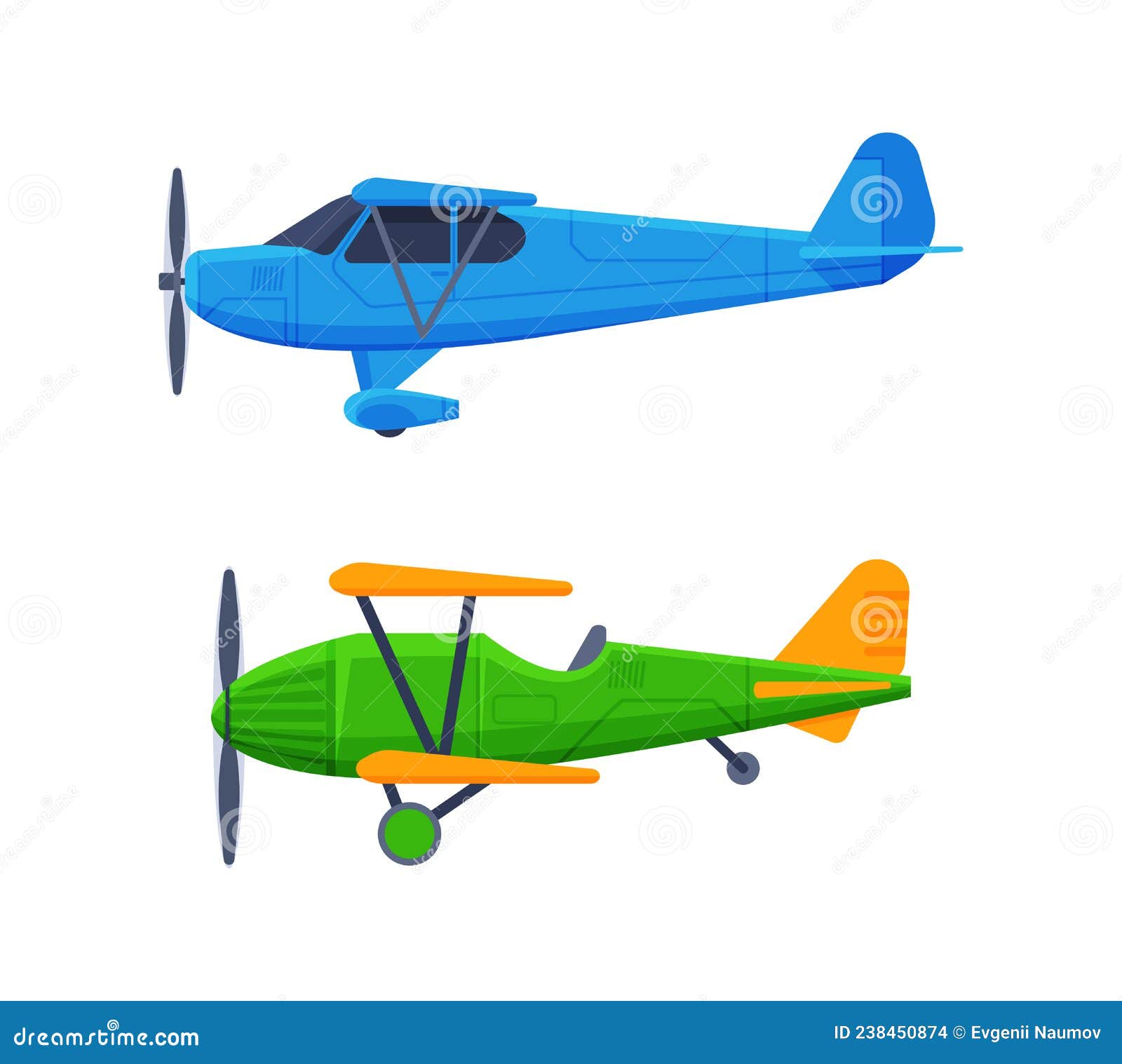 Airplane As Fixed-wing Aircraft With Jet Engine Vector Set Stock Image ...