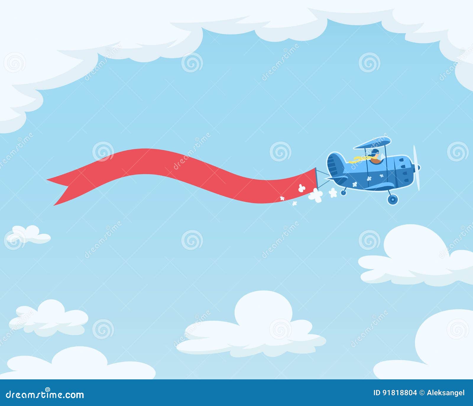 Airplane with Flag Flying in Sky. Stock Vector - Illustration of ...