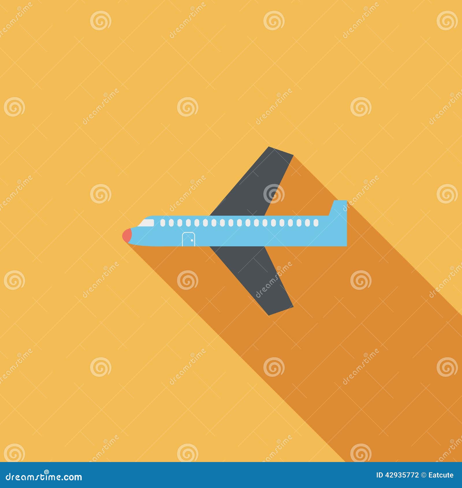 Airplane Flat Icon with Long Shadow Stock Vector - Illustration of ...