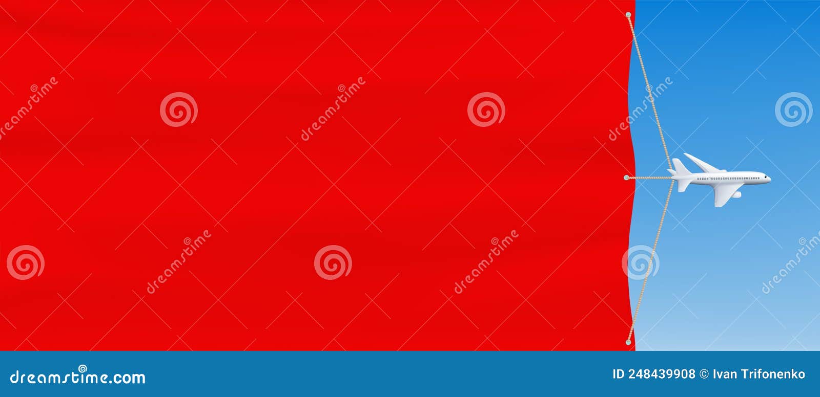 Airplane Flies with Advertising Banner. Vector Mockup Stock Vector ...