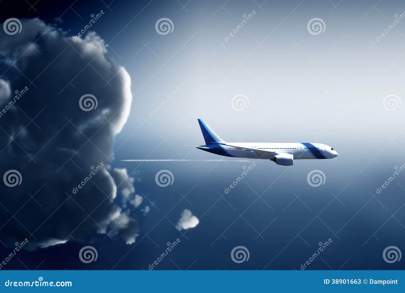 Airplane Flies Away from a Cloud Stock Image - Image of clouds, skyline ...