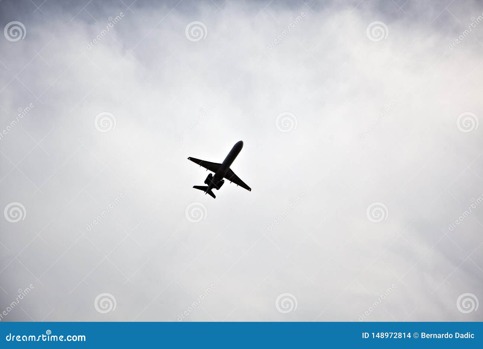 The Airplane Flies in the Clouds Stock Photo - Image of airplane, white ...