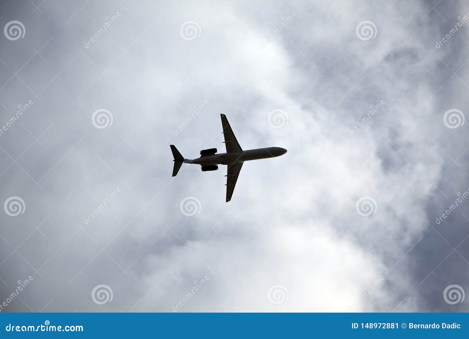 The Airplane Flies in the Clouds Stock Image - Image of flowers, clouds ...