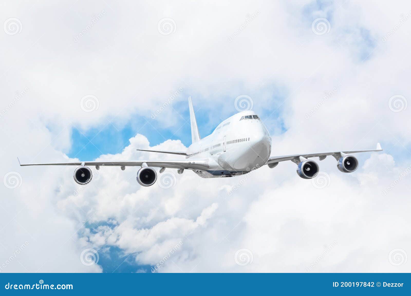 The Airplane Flies through Dense Clouds, Gaining Altitude Stock Photo ...