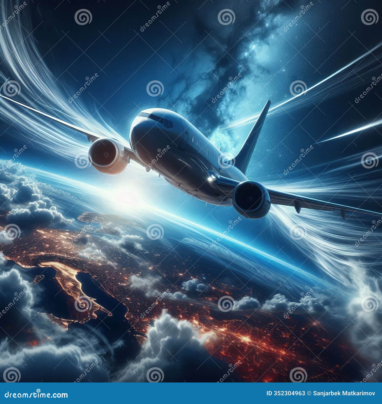 Airplane Flight an Airplane Taking Flight with the Wind Rushing Stock ...