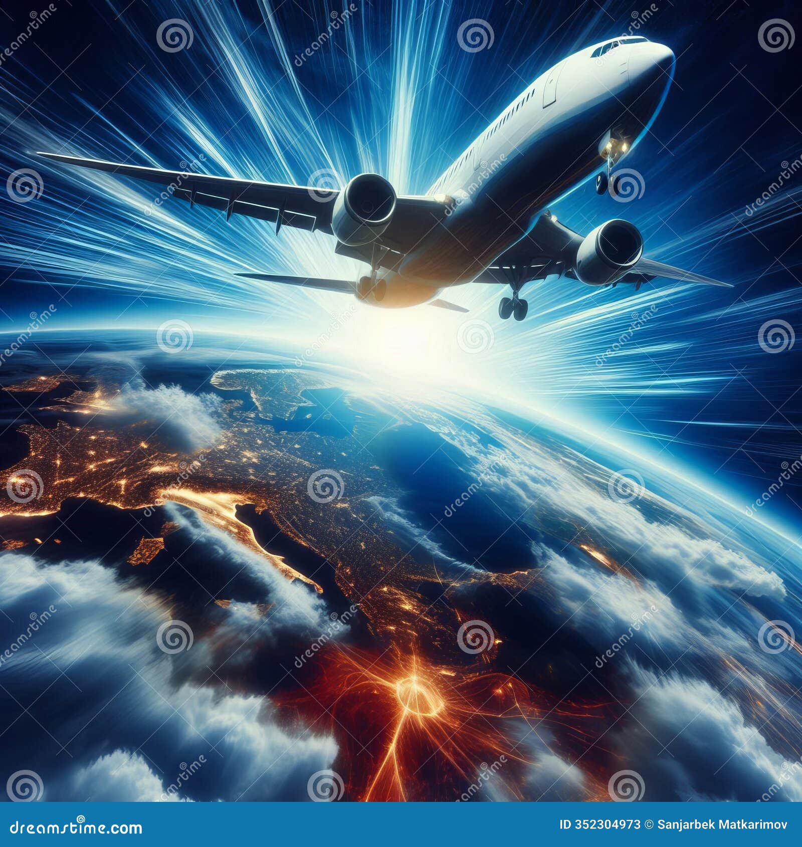 Airplane Flight an Airplane Taking Flight with the Wind Rushing Stock ...