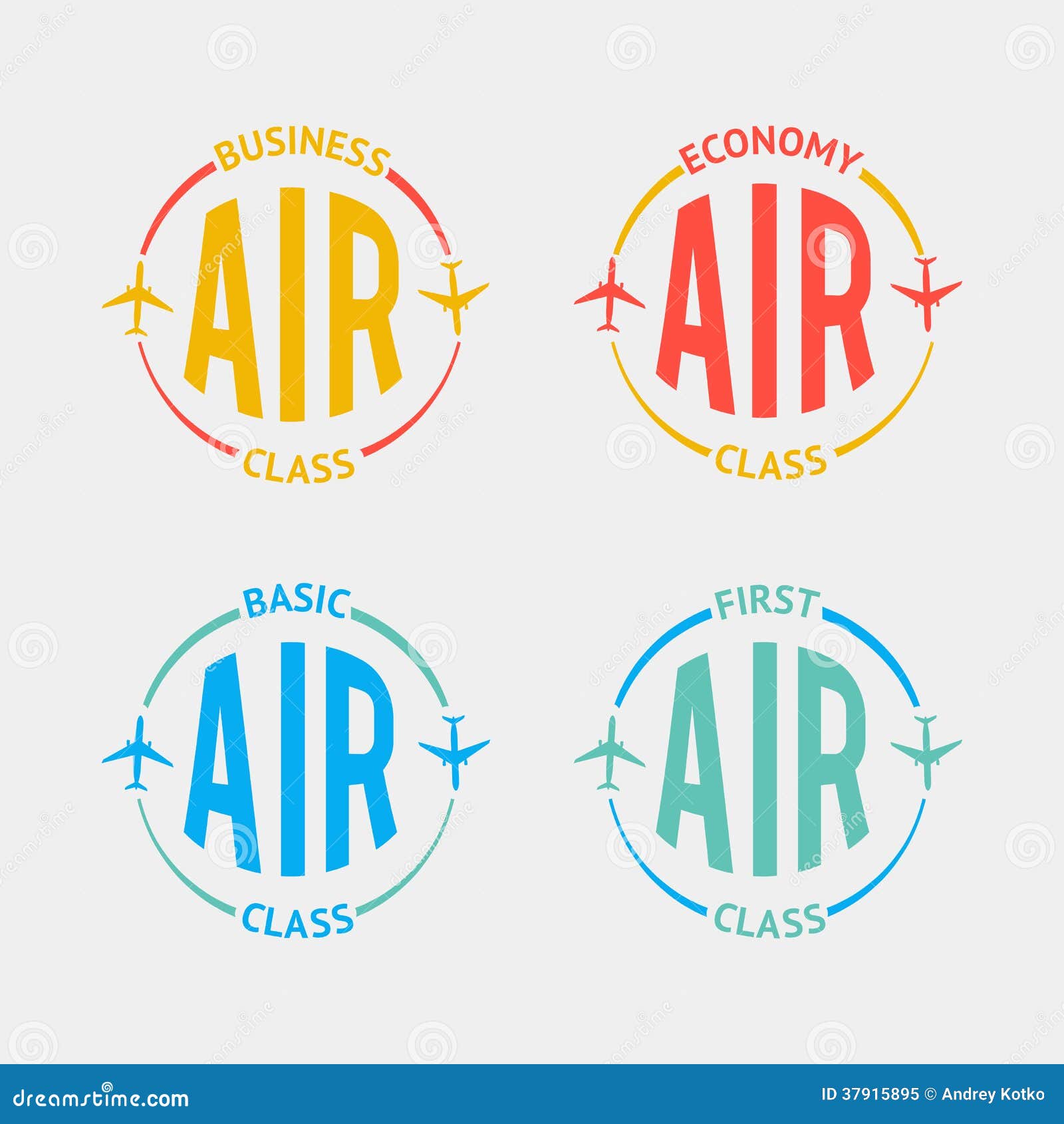 Airplane Flight Badges in Flat Style. Stock Vector - Illustration of ...