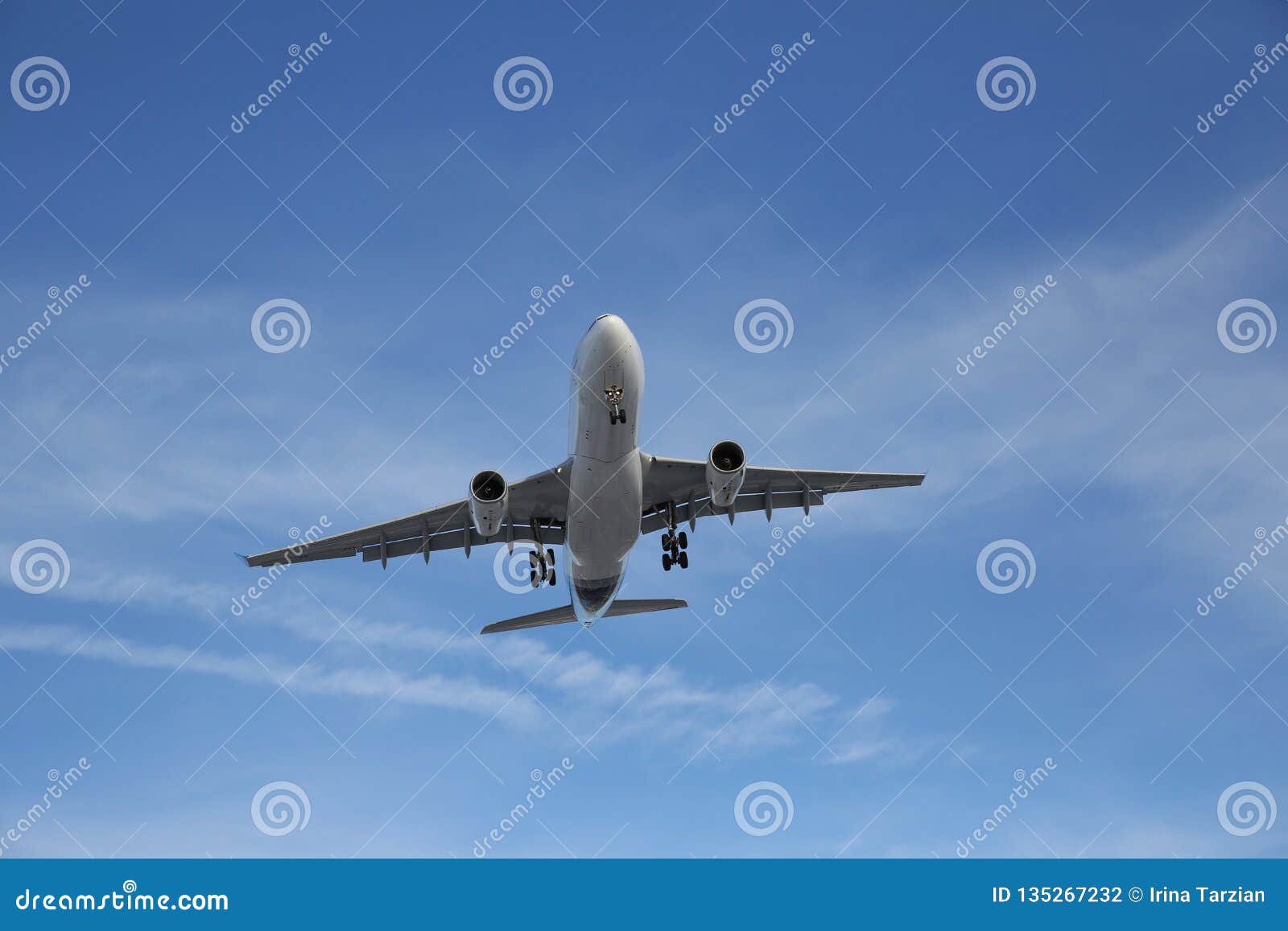 Airplane Flight in the Blu Sky Close-up Stock Photo - Image of business ...