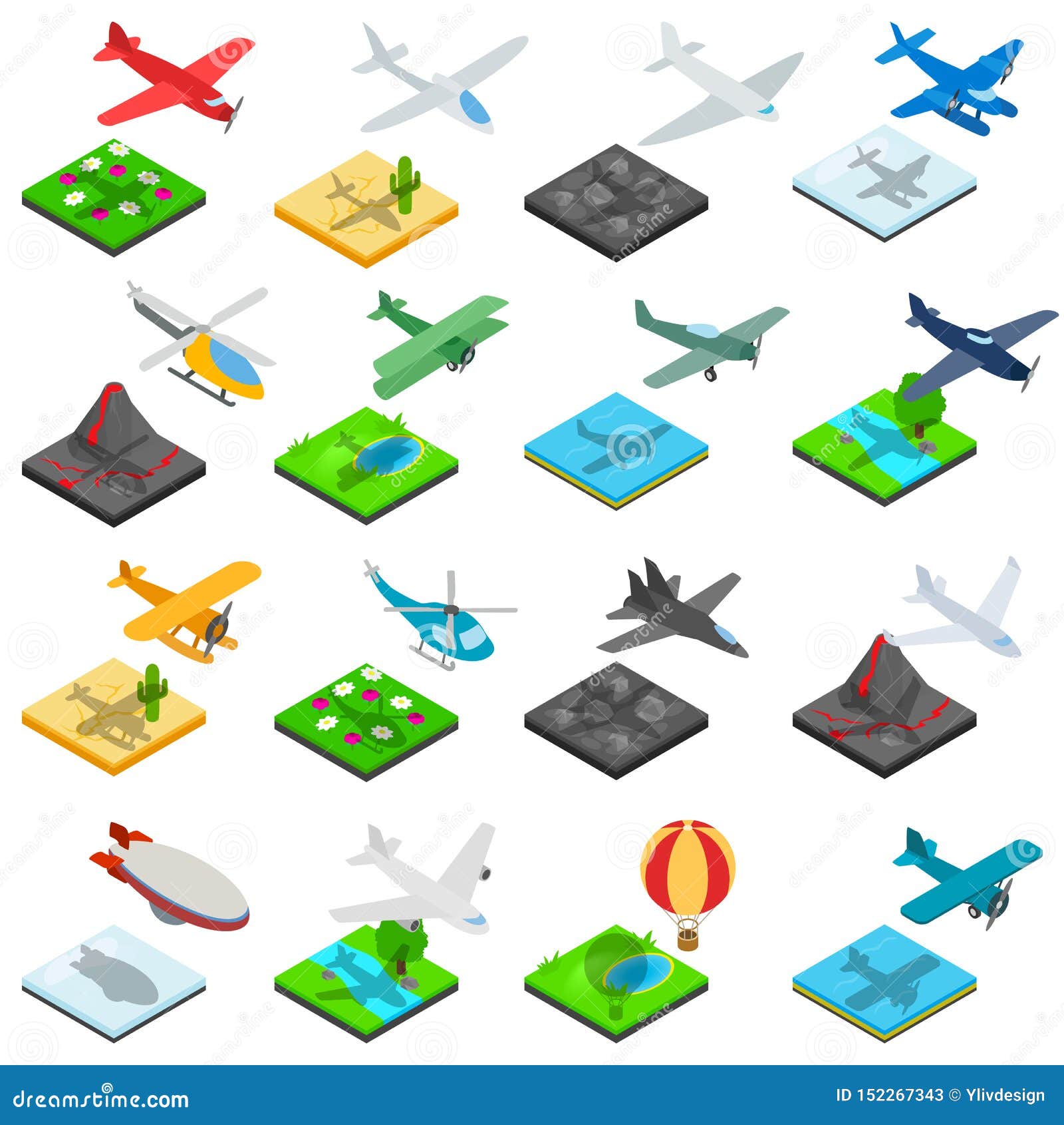 Airplane Flight Icons Set, Isometric Style Stock Vector - Illustration ...