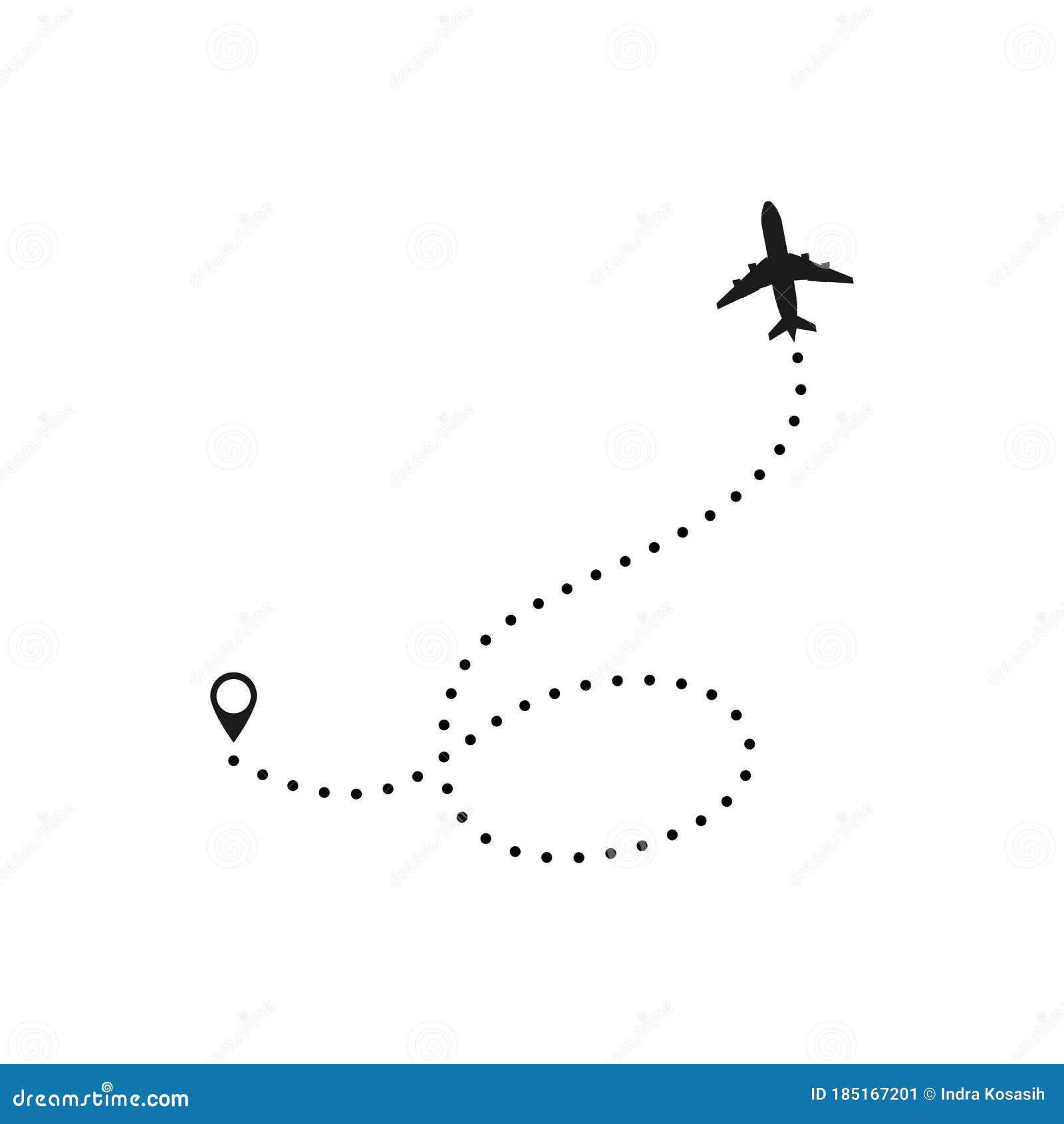 Airplane Flight Line Route Vector with Start Point Illustration Stock ...