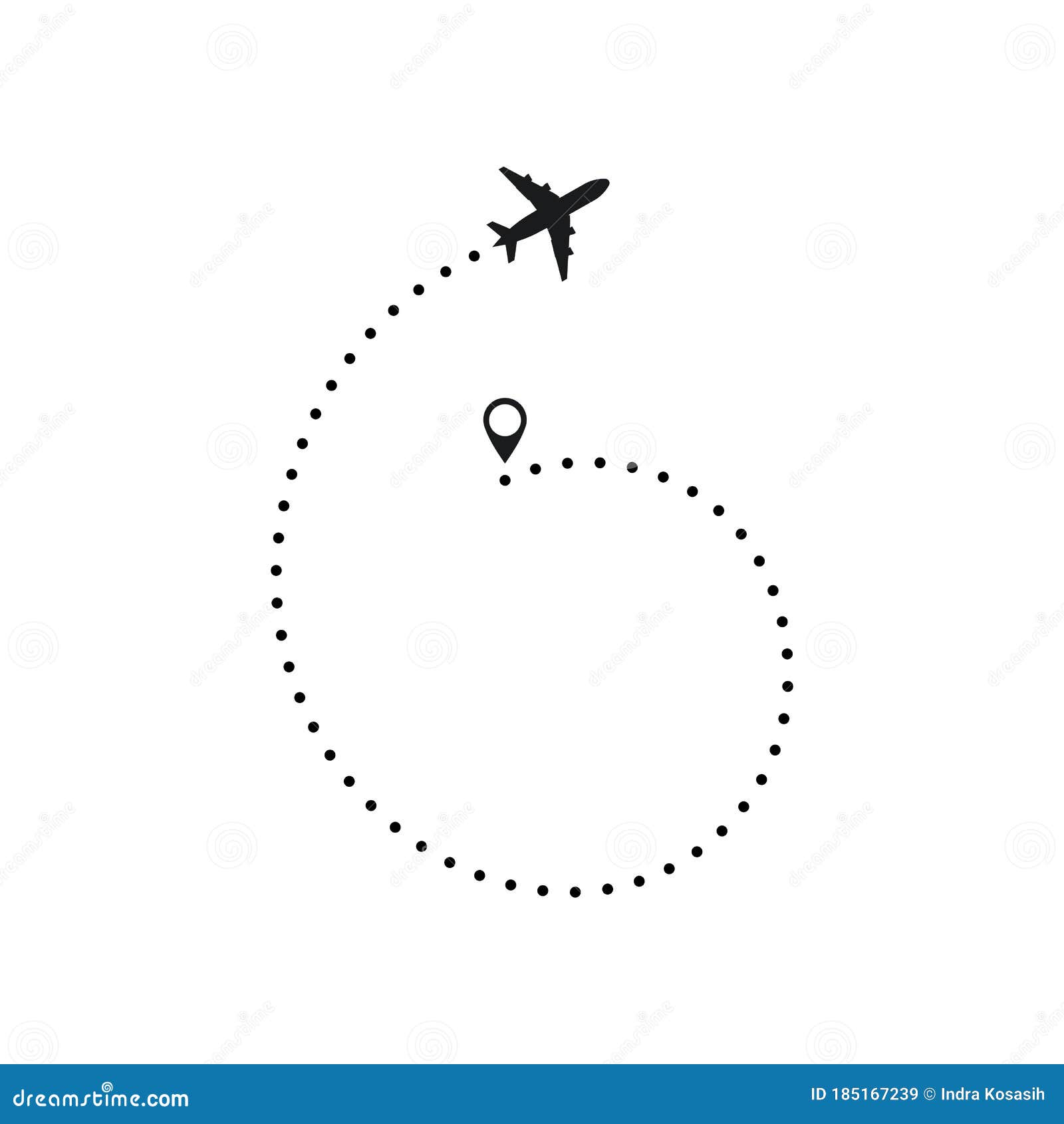 Airplane Flight Line Route Vector with Start Point Illustration Stock ...
