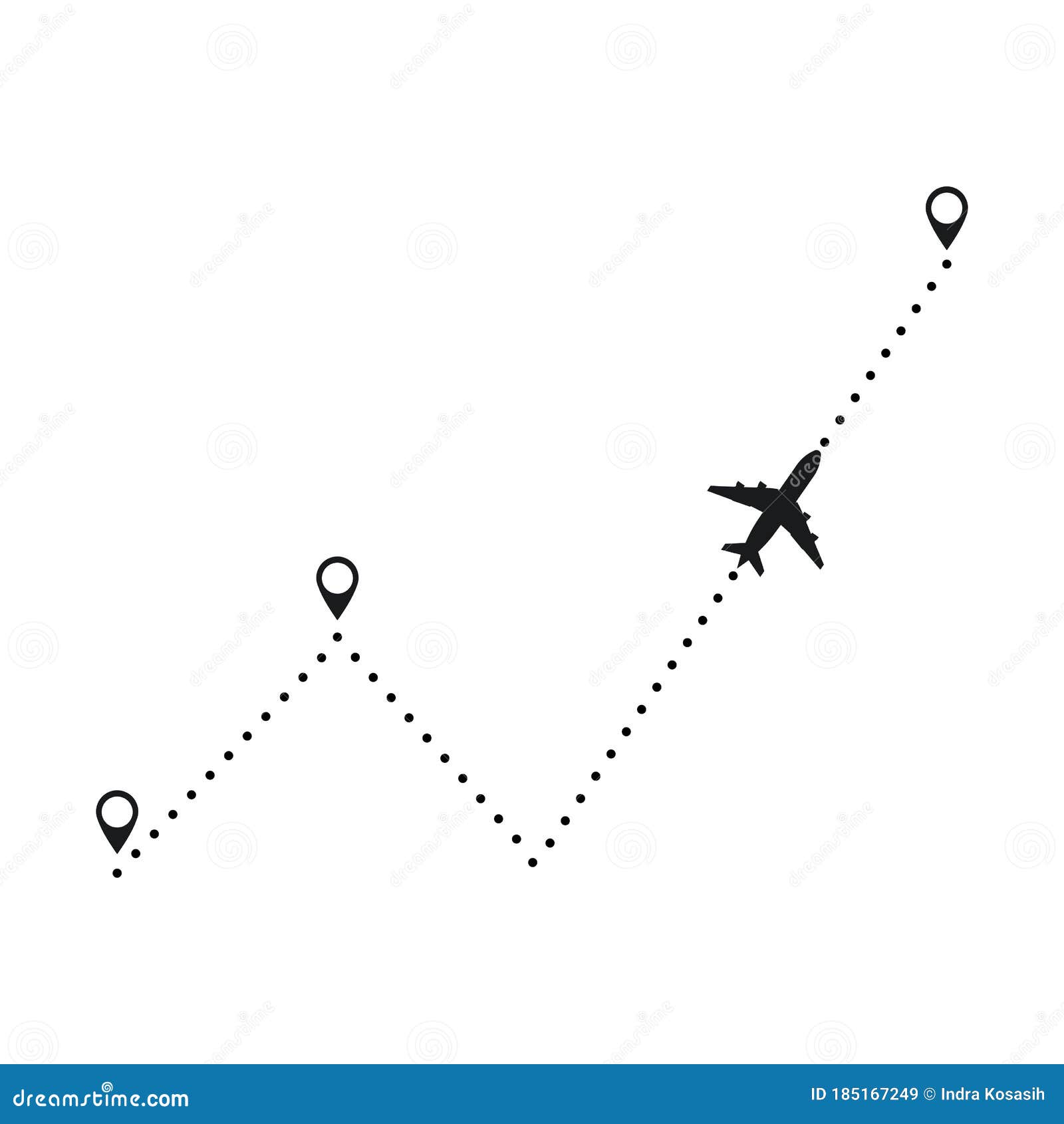 Airplane Flight Line Route Vector with Start Point Illustration Stock ...