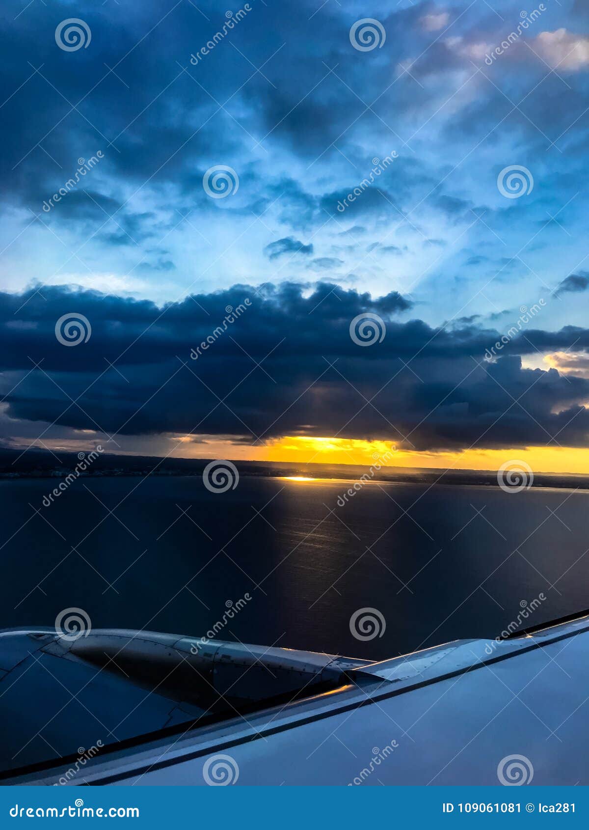 Airplane Flight in the Morning Stock Image - Image of sunrise, nature ...
