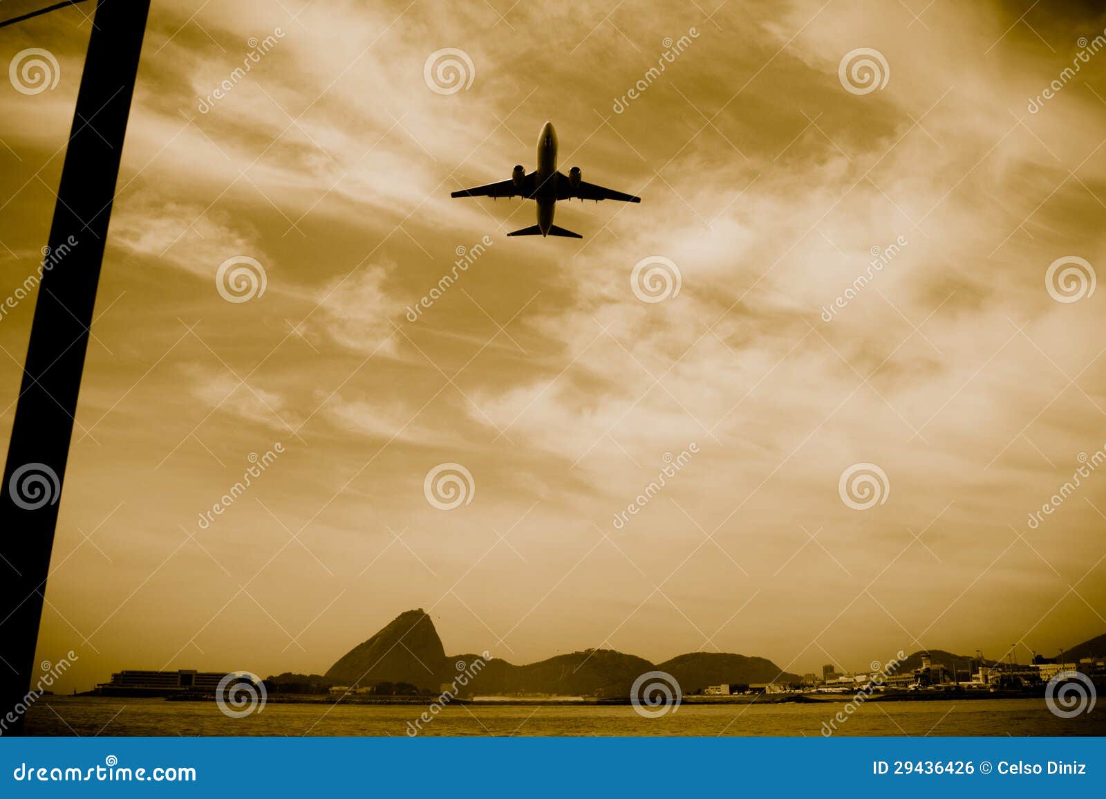 Airplane in Flight Over the City of Rio De Janeiro Stock Photo - Image ...
