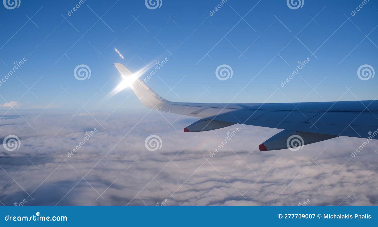 Airplane in Flight. People Travelling. Aerial View from Plane Window ...